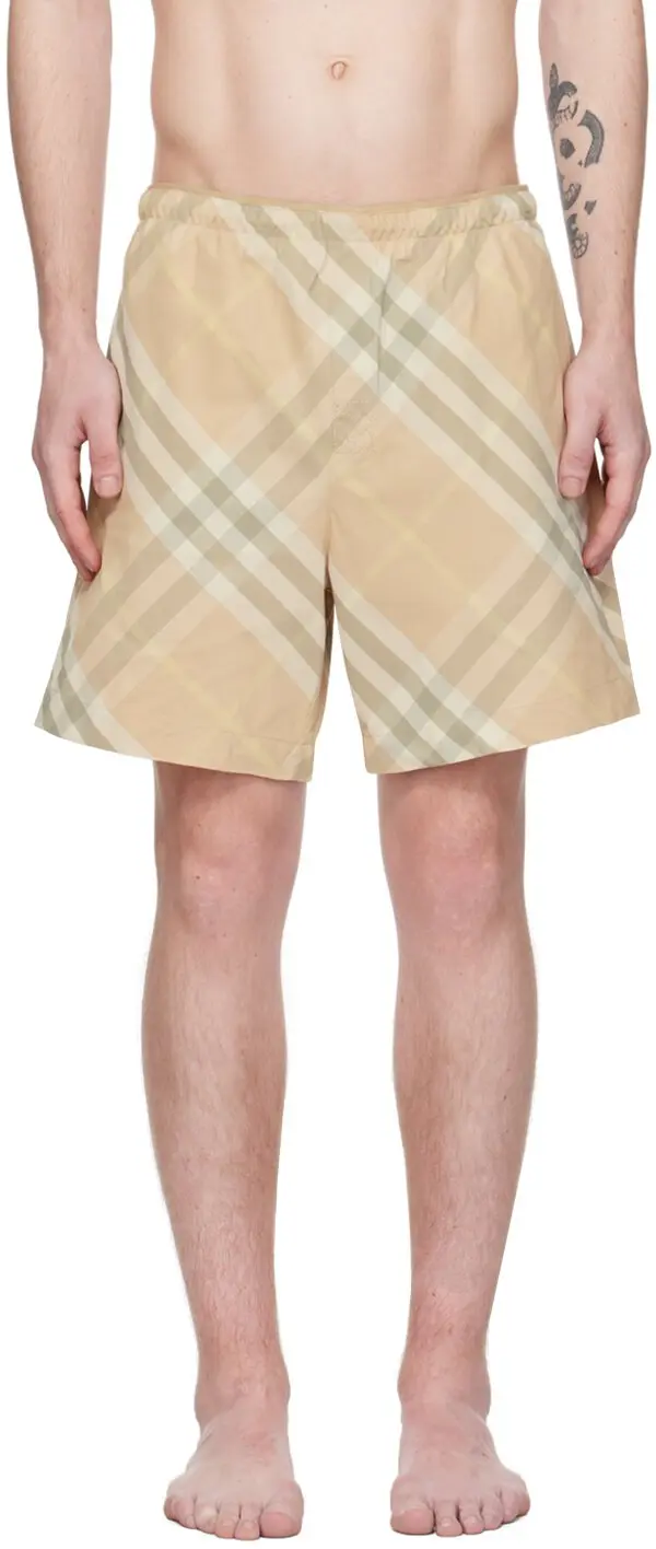 Burberry Checked Elasticated-waistband Swim Shorts