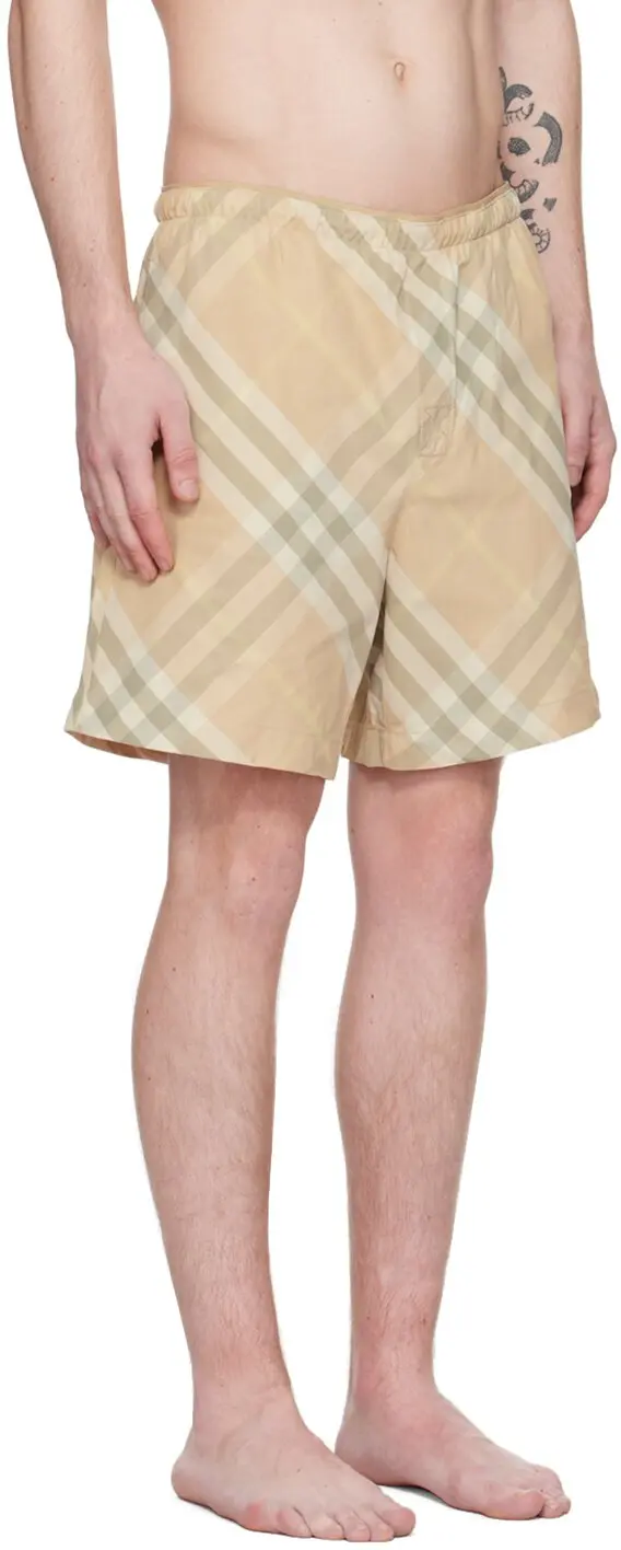Burberry Checked Elasticated-waistband Swim Shorts