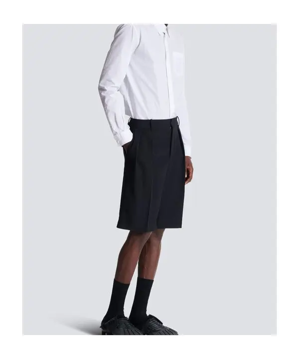 Balmain Grain De Poudre Pleated Bermuda Shorts