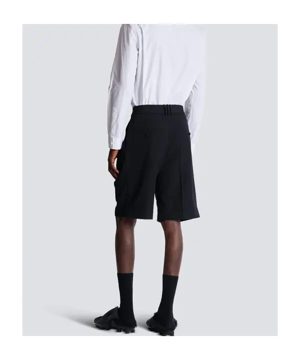 Balmain Grain De Poudre Pleated Bermuda Shorts