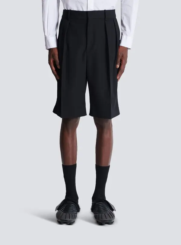 Balmain Grain De Poudre Pleated Bermuda Shorts