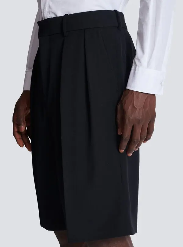 Balmain Grain De Poudre Pleated Bermuda Shorts