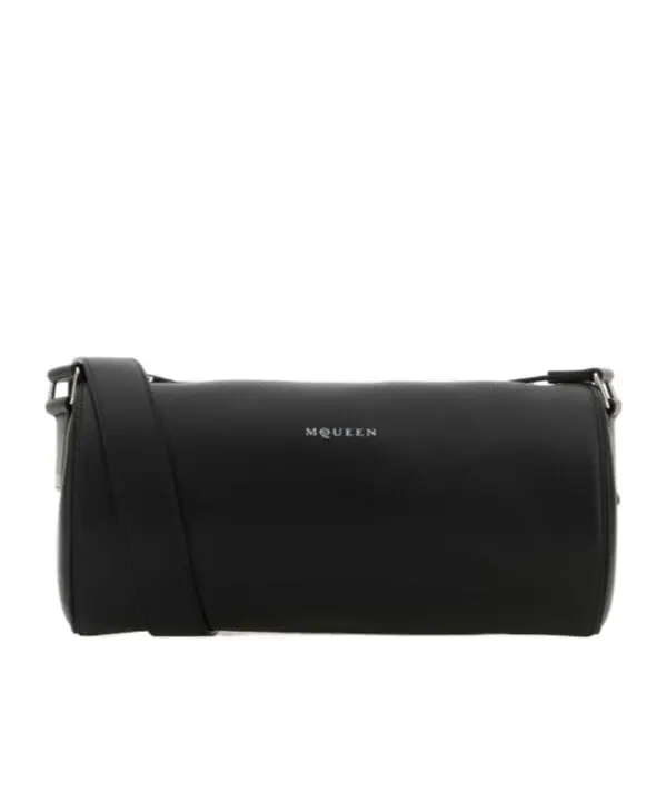 Alexander McQueen Logo Printed Roller Shoulder Bag - Black