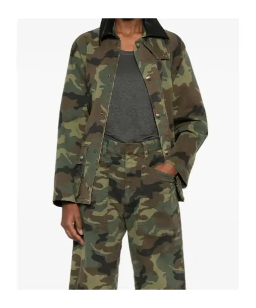 NILI LOTAN Camouflage Print Long-sleeved Jacket With Leather Collar