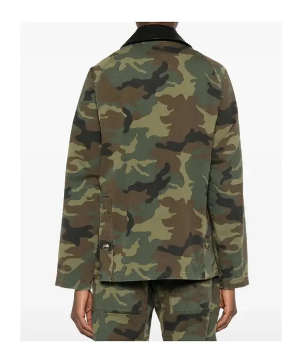 NILI LOTAN Camouflage Print Long-sleeved Jacket With Leather Collar
