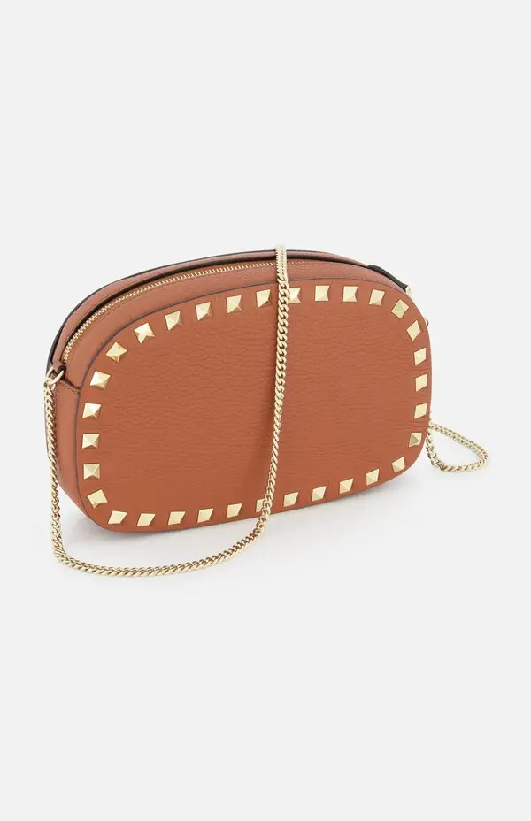 Valentino Garavani Mini Rockstud Chain Crossbody Bag - Brown