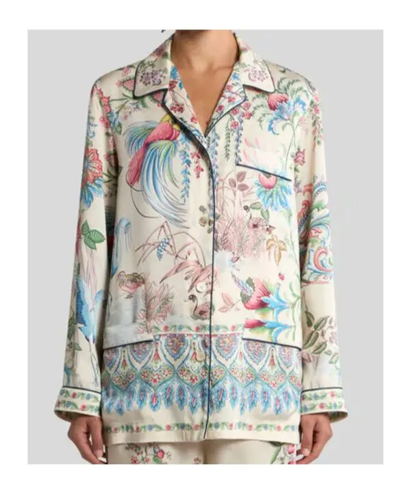 Etro Placed Flora And Fauna Print Twill Shirt