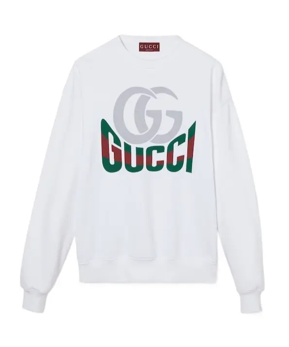 Gucci Felt Knitted Cotton Sweatshirt With Double G Print