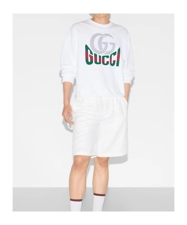 Gucci Felt Knitted Cotton Sweatshirt With Double G Print