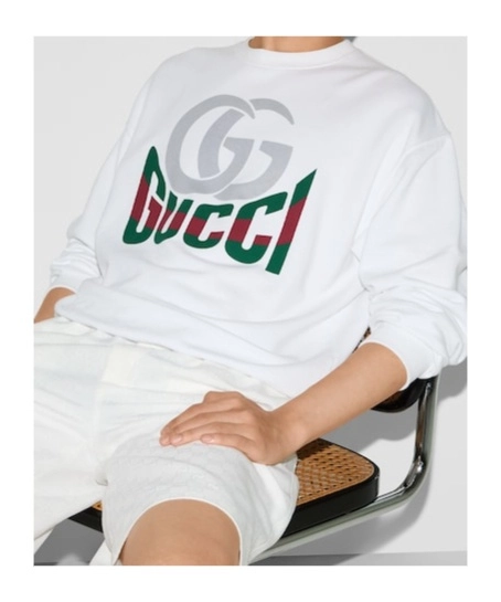 Gucci Felt Knitted Cotton Sweatshirt With Double G Print