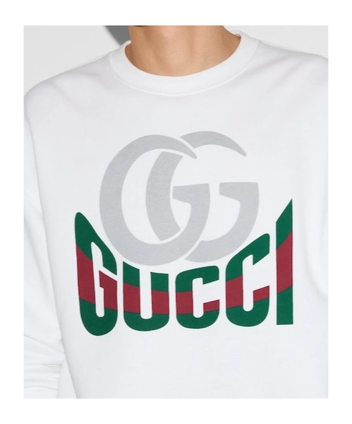 Gucci Felt Knitted Cotton Sweatshirt With Double G Print
