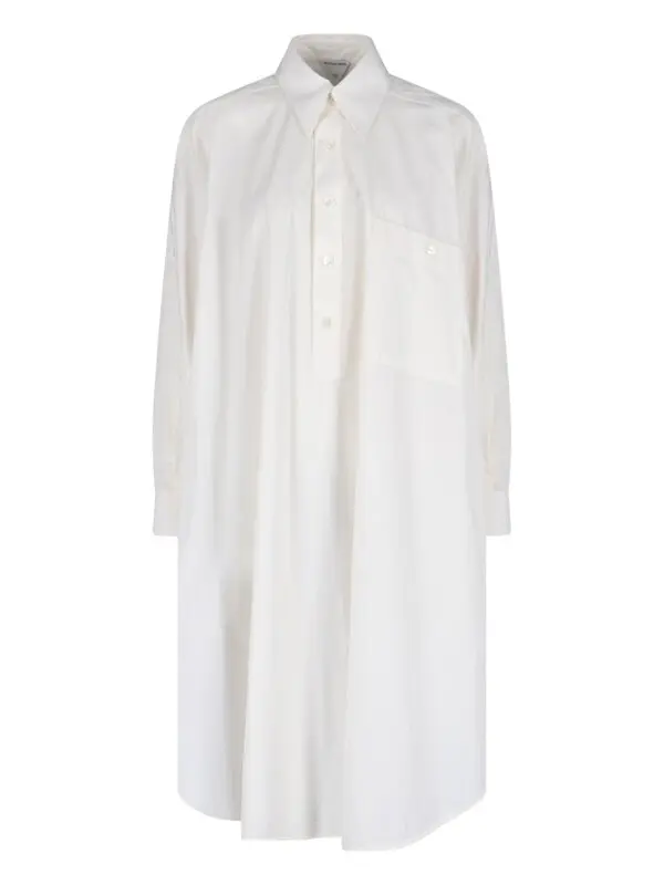 Bottega Veneta Half-buttoned Shirt Dress - White