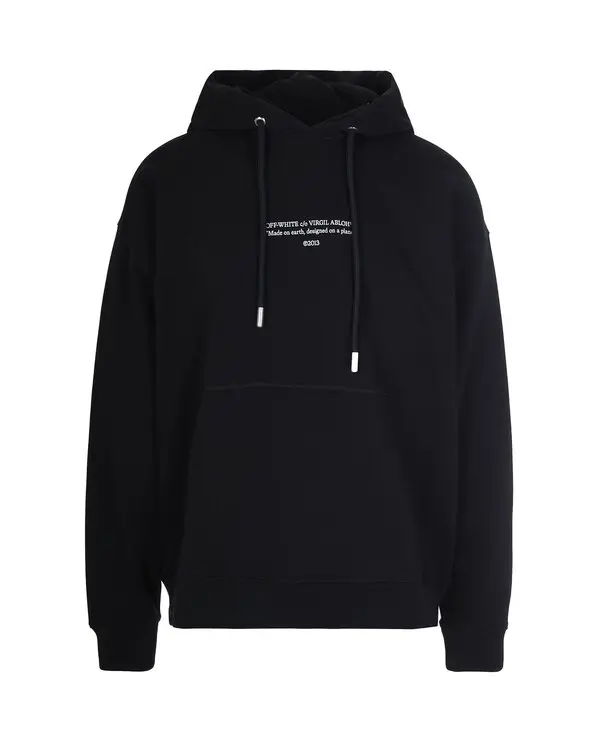 Off-White Logo Printed Drawstring Hoodie - Black