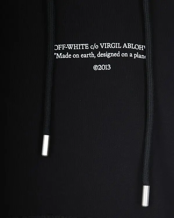 Off-White Logo Printed Drawstring Hoodie - Black