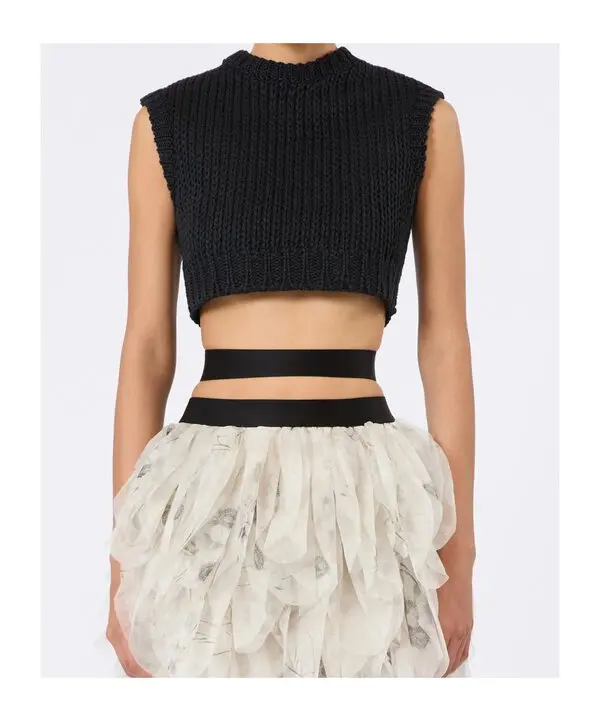 Max Mara Sleeveless Zip Knit Cropped Top