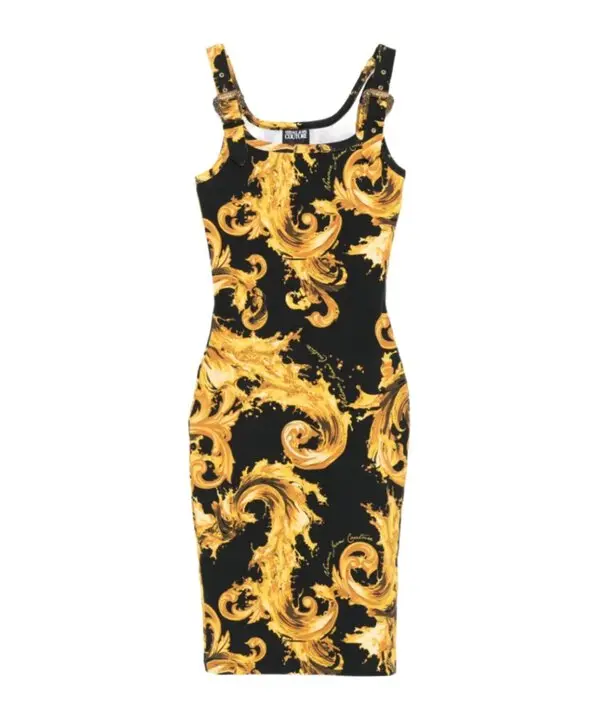 Versace Baroque Strap Midi Dress