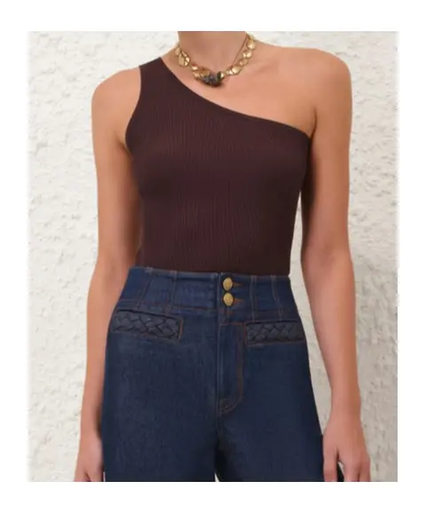 Zimmermann Daylight One Shoulder Top - Plum