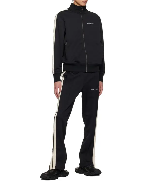 Palm Angels Logo Printed Zipped Track Jacket - Black
