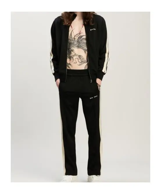 Palm Angels Logo Printed Zipped Track Jacket - Black