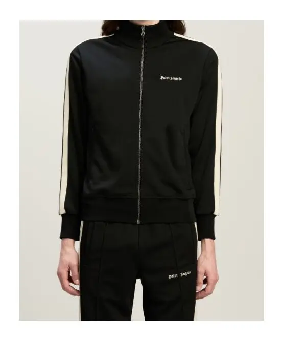 Palm Angels Logo Printed Zipped Track Jacket - Black