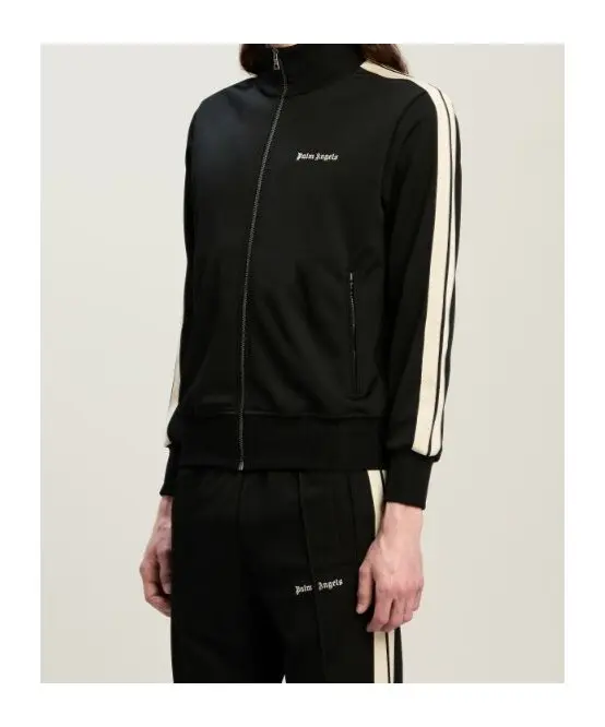 Palm Angels Logo Printed Zipped Track Jacket - Black