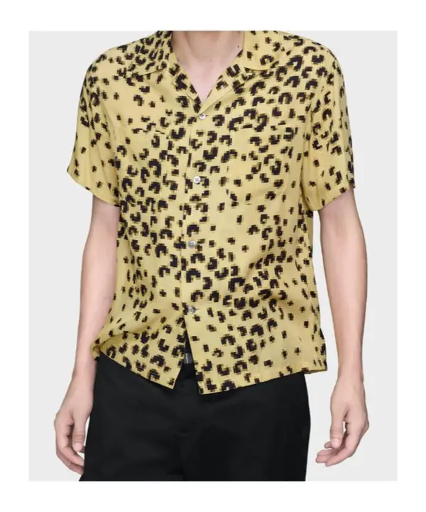 MAISON MARGIELA Short Sleeve Leopard Shirt - Mustard