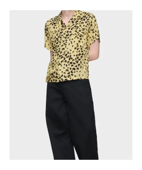 MAISON MARGIELA Short Sleeve Leopard Shirt - Mustard