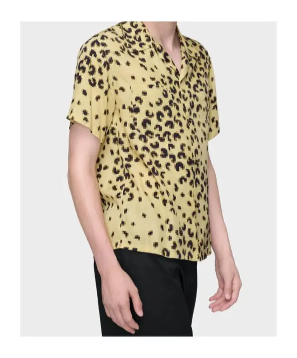 MAISON MARGIELA Short Sleeve Leopard Shirt - Mustard