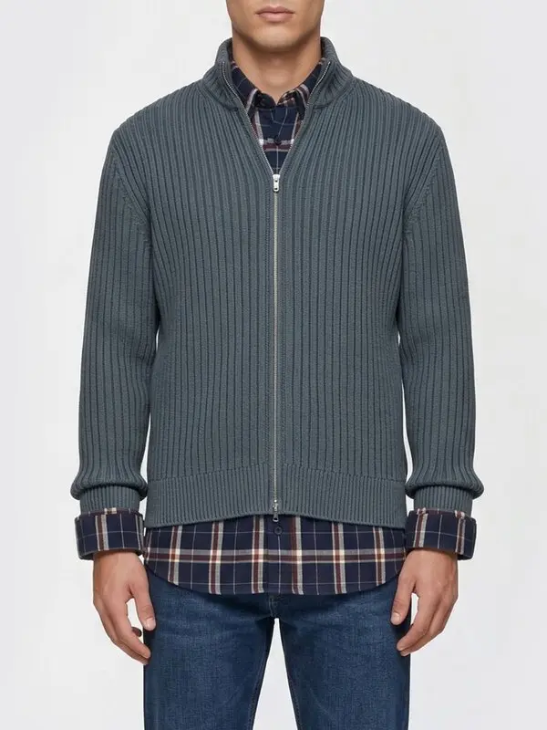 Balenciaga Layered Zip Sweater - Navy/brown