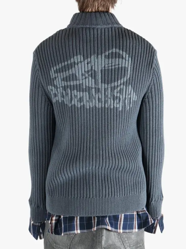 Balenciaga Layered Zip Sweater - Navy/brown