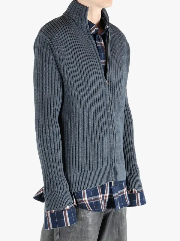 Balenciaga Layered Zip Sweater - Navy/brown