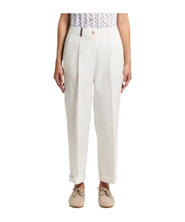 Peserico Cuffed Straight-leg Pants - White