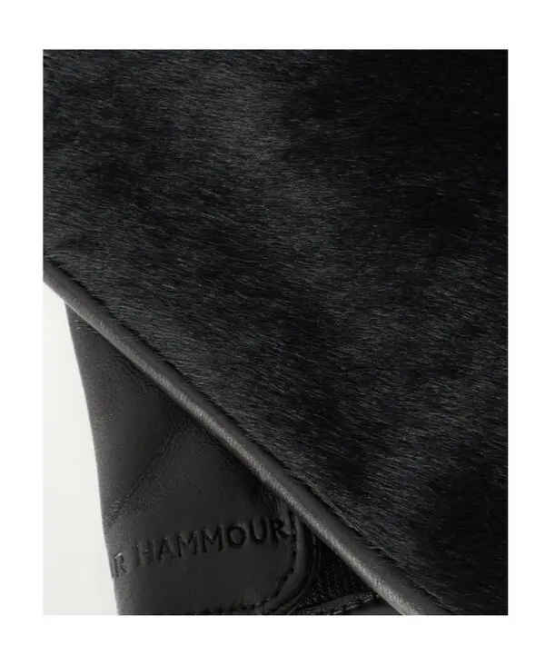 Nour Hammour Calf Hair And Leather Gloves - Black