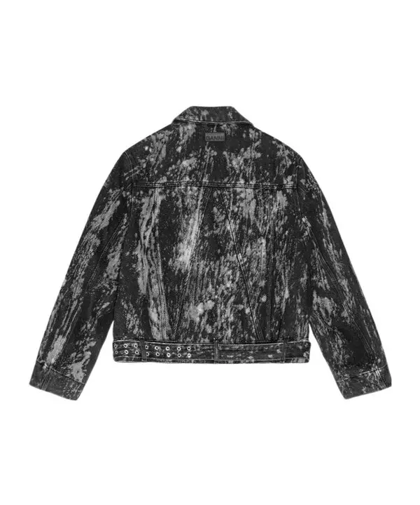 GANNI Belted Denim Jacket - Black