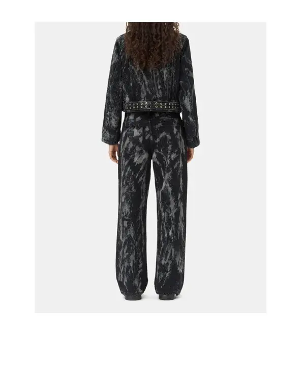 GANNI Belted Denim Jacket - Black
