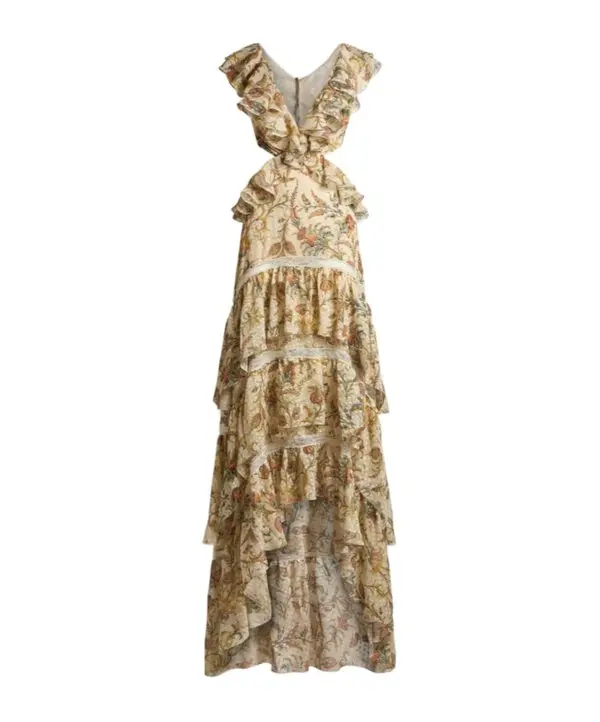 Etro Ruffled Cut-out Maxi Dress - Brown