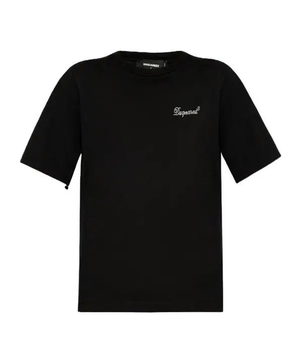 Dsquared2 Logo Rhinestone Embellished Crewneck T-shirt