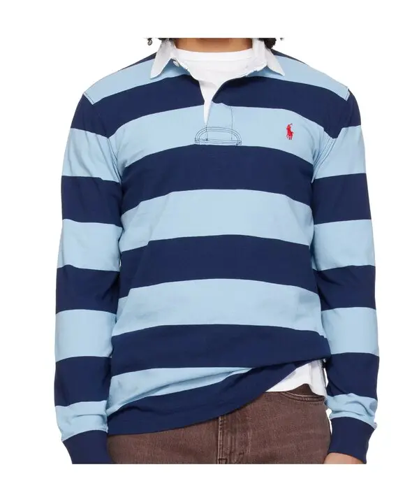 Polo Ralph Lauren Rugby Stripe Long Sleeve Polo Shirt - Green