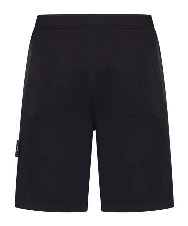 Stone Island Logo Patch Buttoned Shorts - Black