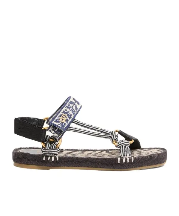 Valentino Garavani Open Toe Espadrille Sandal - Multicolored/black