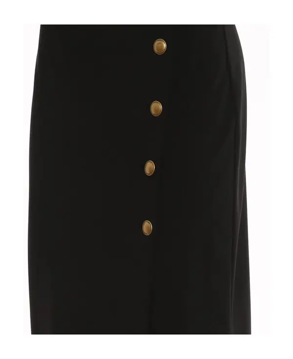 Pinko High Waist Straight Hem Skirt With Gold Button Embellishments