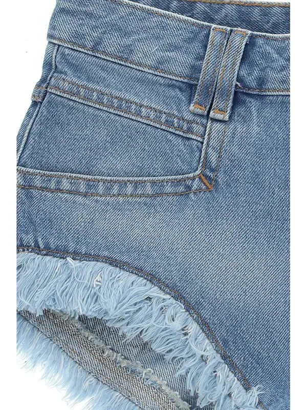 Isabel Marant Étoile Eneidao Denim Shorts With Frayed Hem - Blue