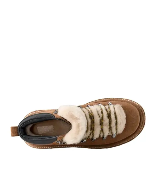 UGG X Sacai Ankle Boots With Fur Trim And Lace-up Detail - Maroon