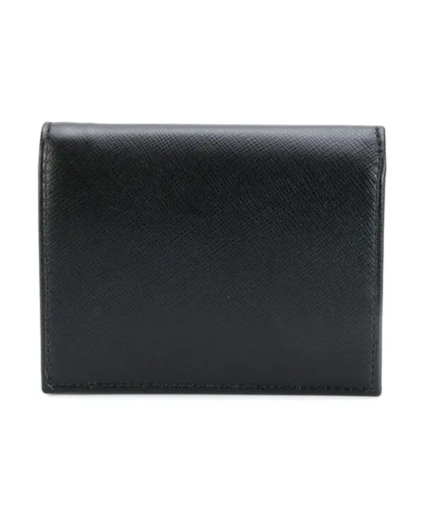 Prada Logo Plaque Wallet - Black