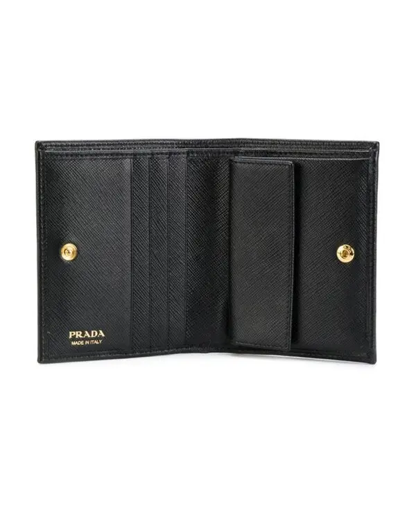 Prada Logo Plaque Wallet - Black