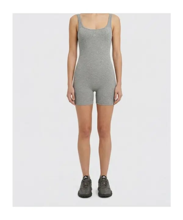 MARINE SERRE Moon Logo Ribbed Short Jumpsuit - Gray