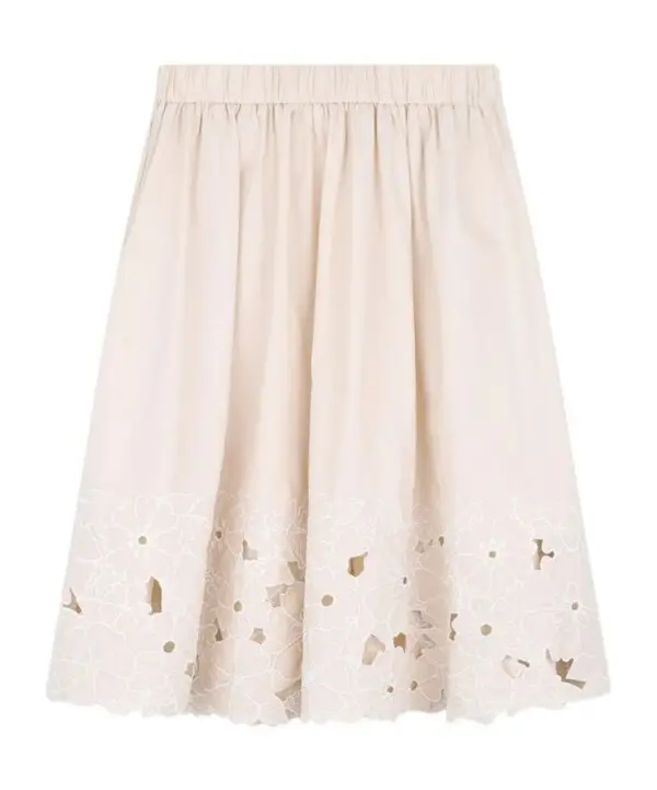 Chloé Floral Eyelet Skirt - White