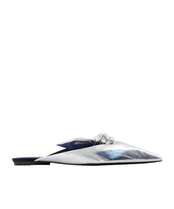 LANVIN Knotted Pointed Toe Slip-on Mules - Gray