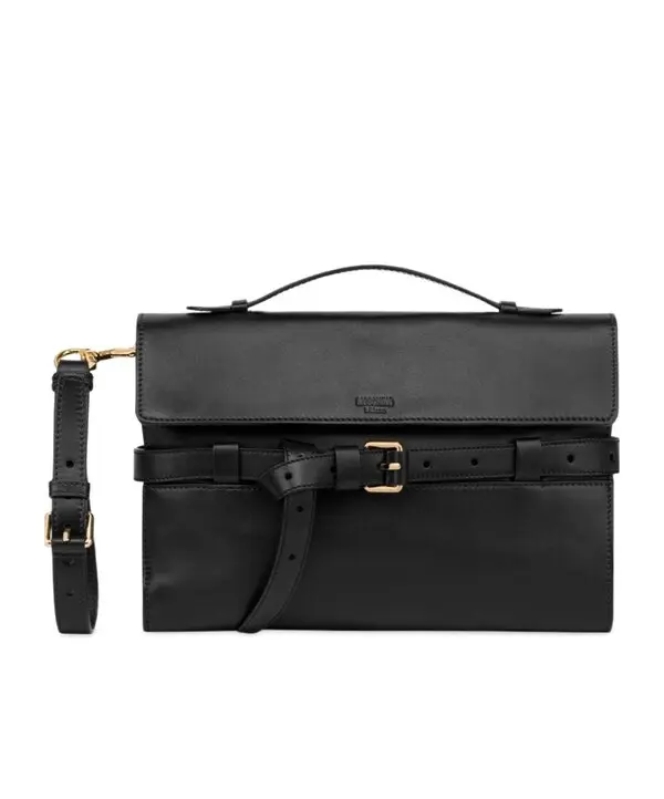 Moschino Embossed Shoulder Bag - Black