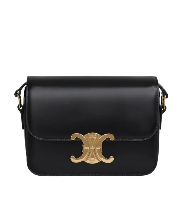 Celine Teen Triomphe Bag In Shiny Calfskin - Black